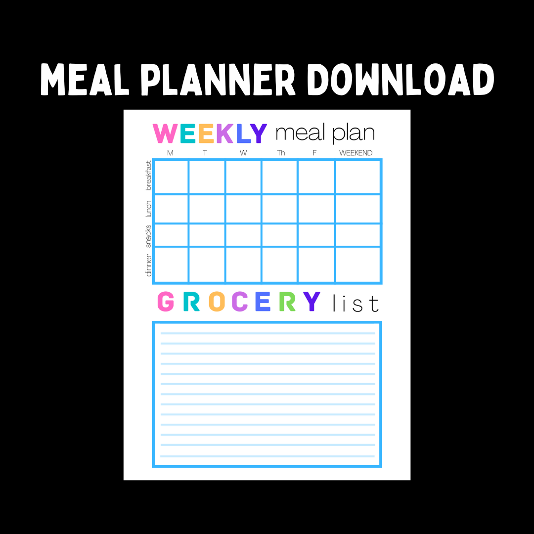 Weekly Meal Plan with Grocery List Printable (Digital Download ...