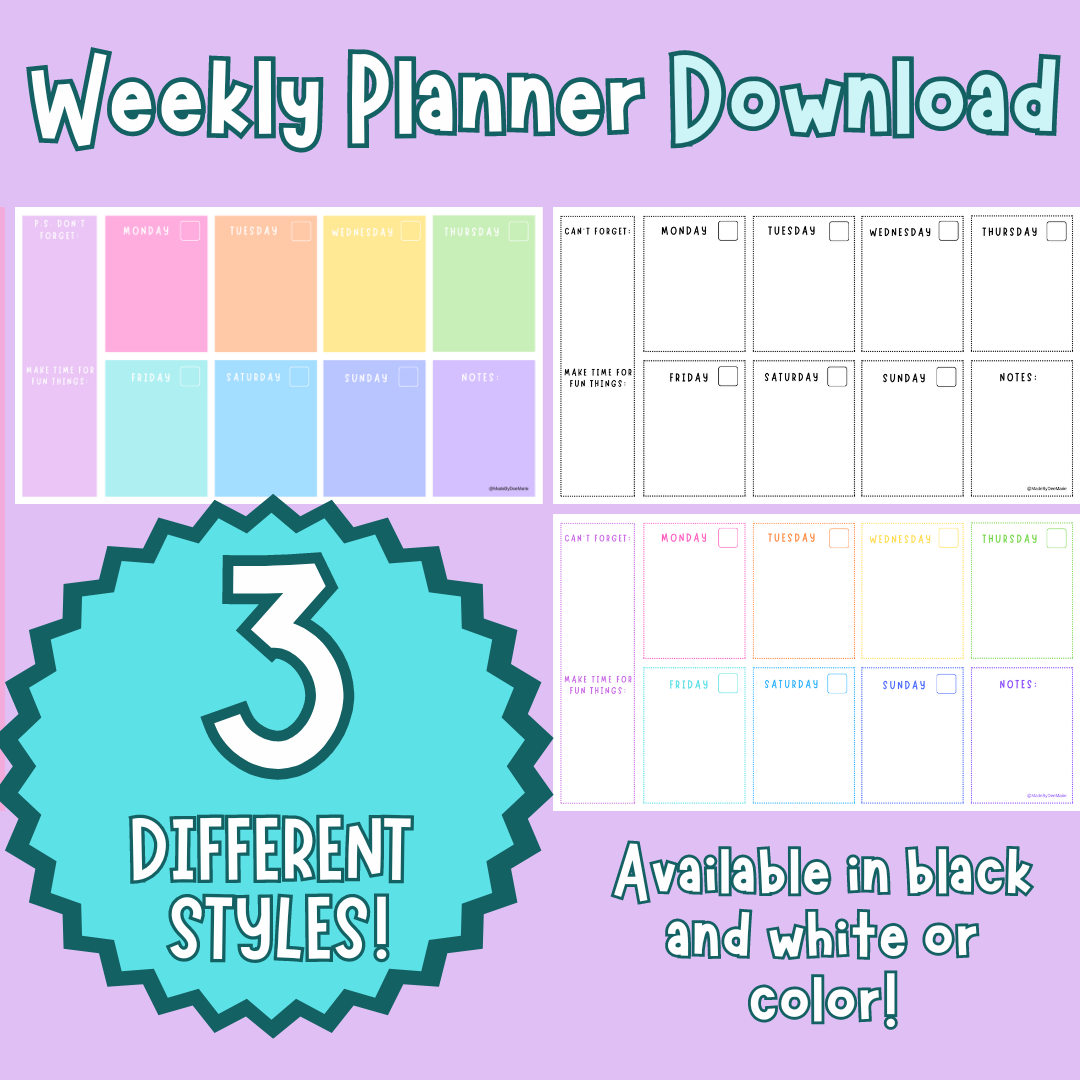 Weekly Planner Download – madebydeemarie